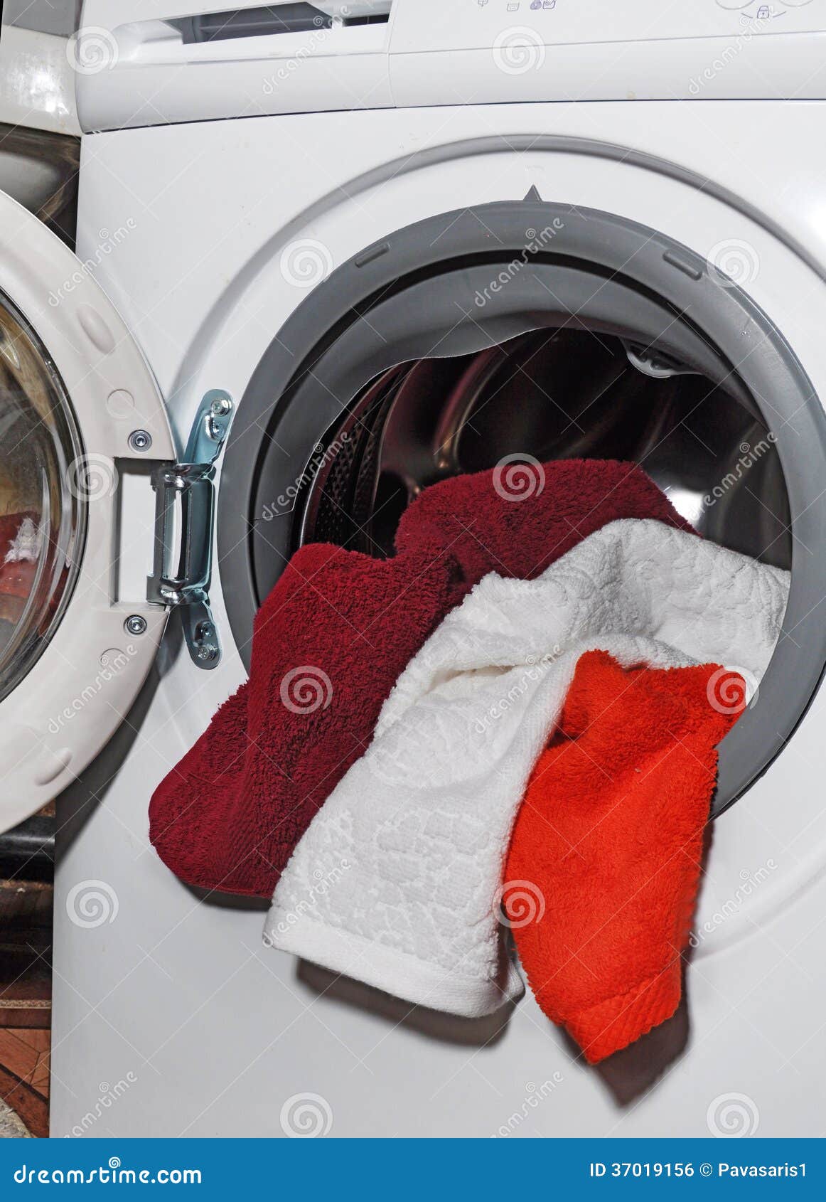 Open Washing Machine with Towels Stock Photo - Image of elderly ...