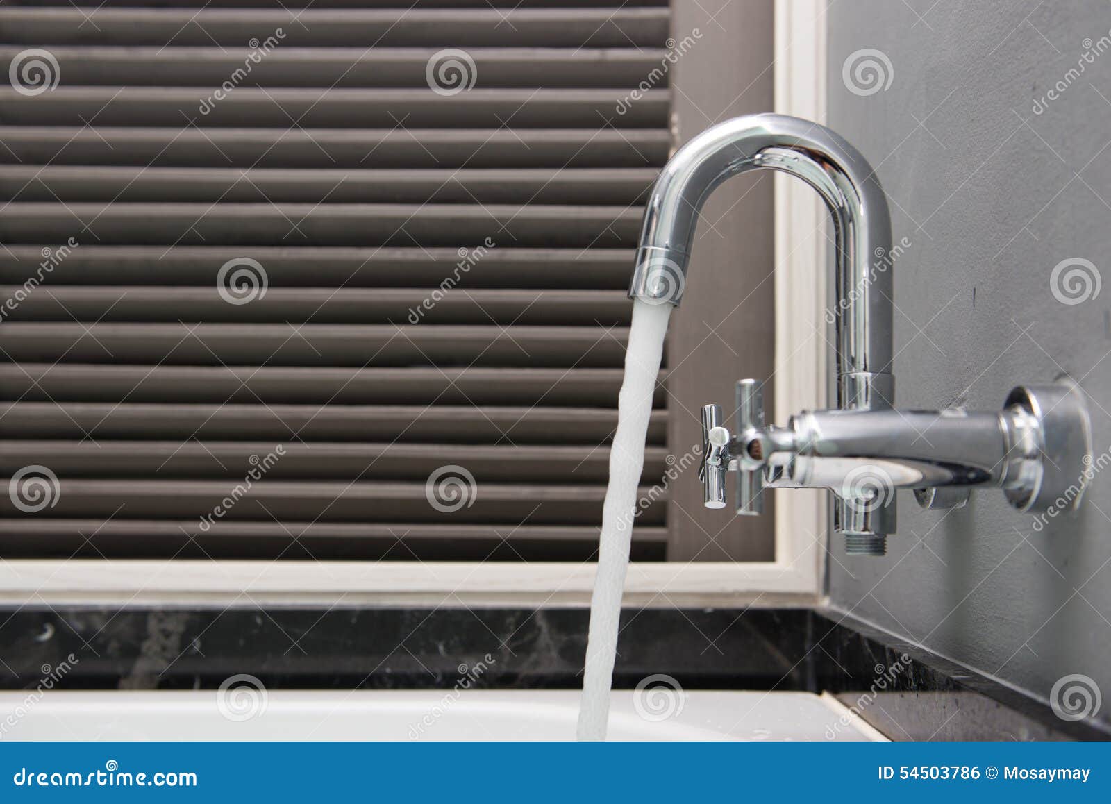 Open Water from Faucet in Bathroom Stock Photo - Image of refreshing ...