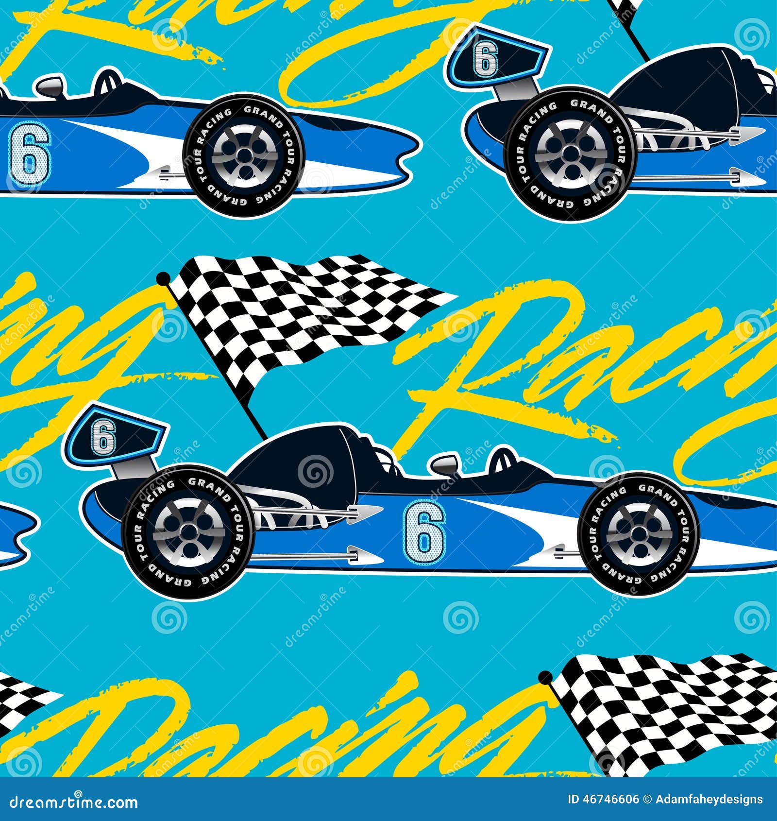 Open Wheel Racing Car Seamless Pattern Stock Vector - Illustration of ...