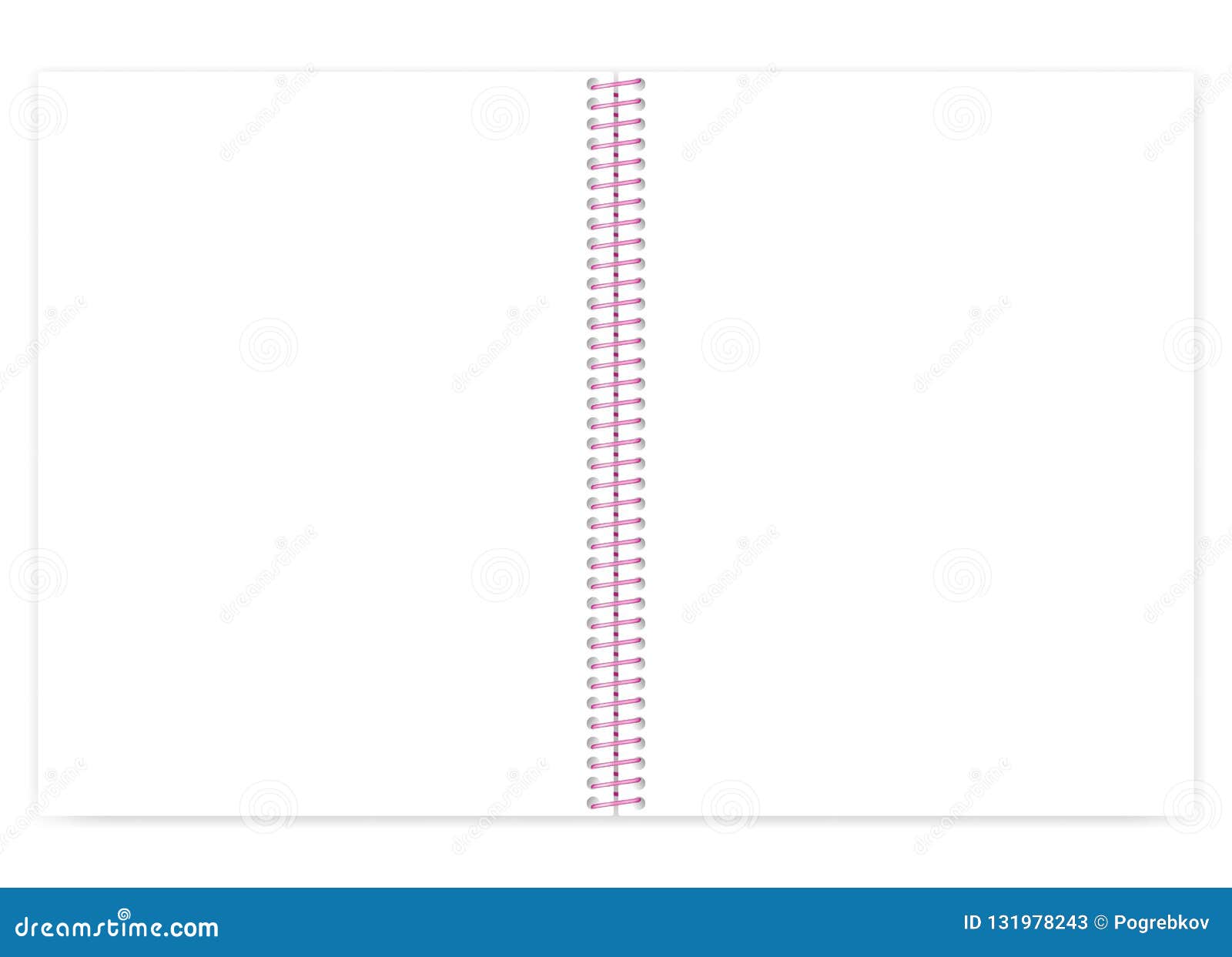 Open White Blank Wire Bound Notebook with Pink Spiral, Mock Up Stock ... Open White Blank Wire Bound Notebook with Pink Spiral, Mock Up Stock ...