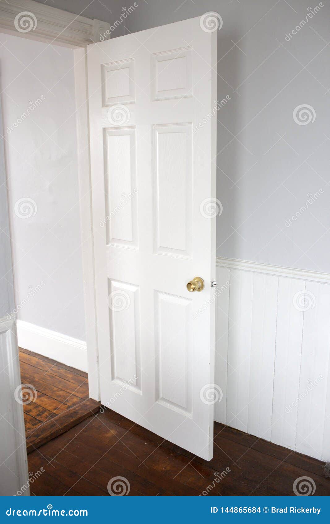 Open White Doorway with Wood Floors Stock Photo - Image of estate ...