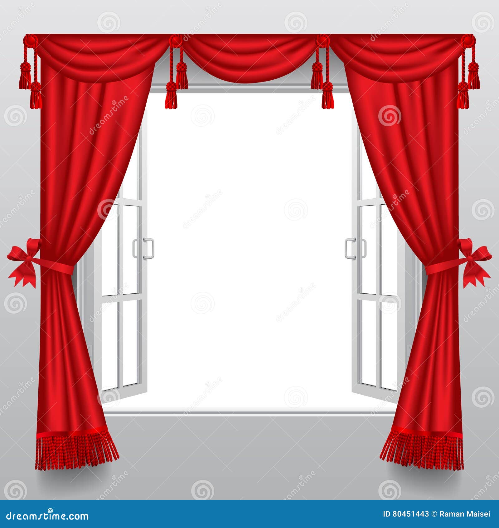 Double Window Frame, Striped Awning Canopy. Vector Illustration. Wooden ...