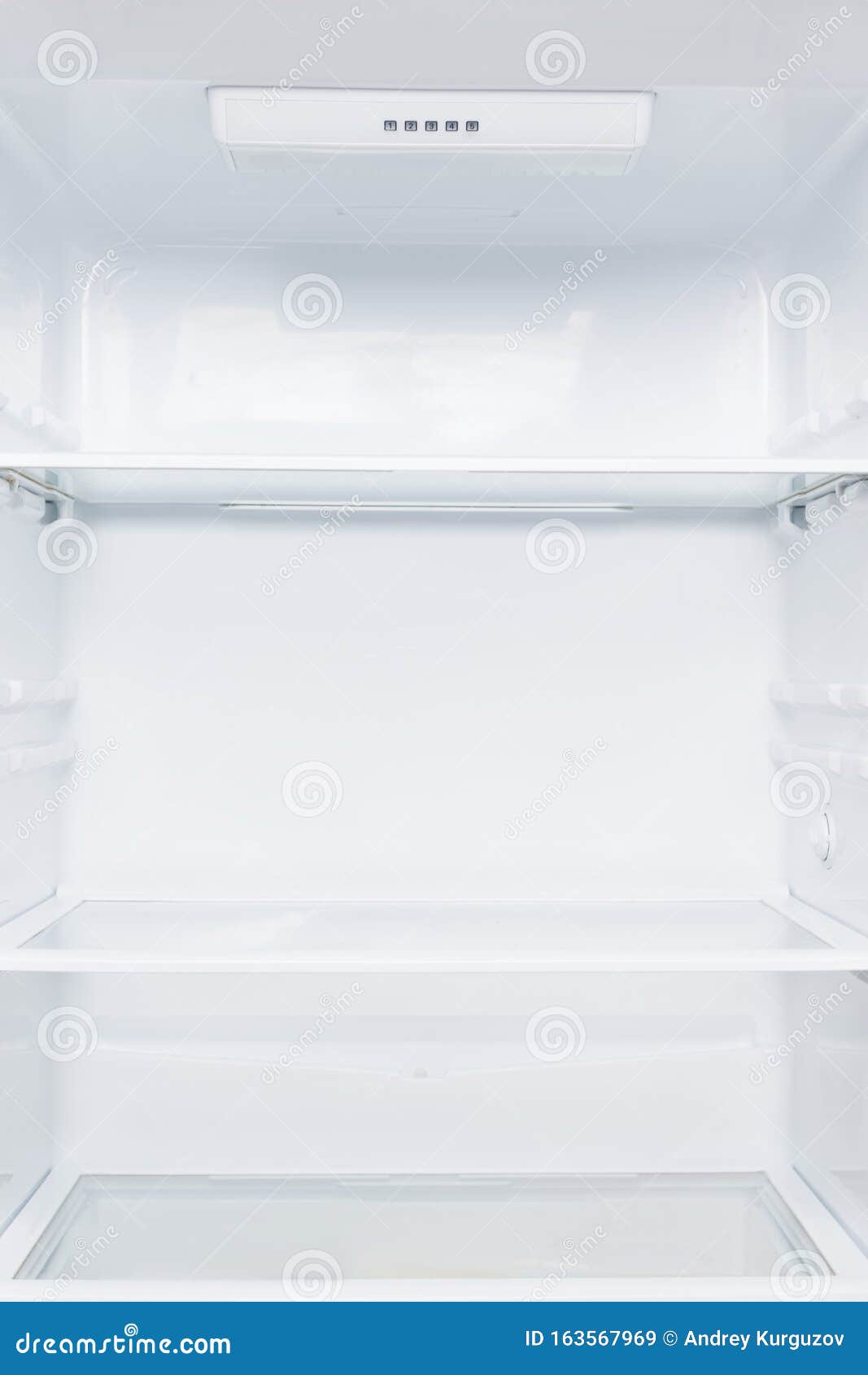 Open White Fridge with Shelves, Inside View, Close-up Stock Image ...