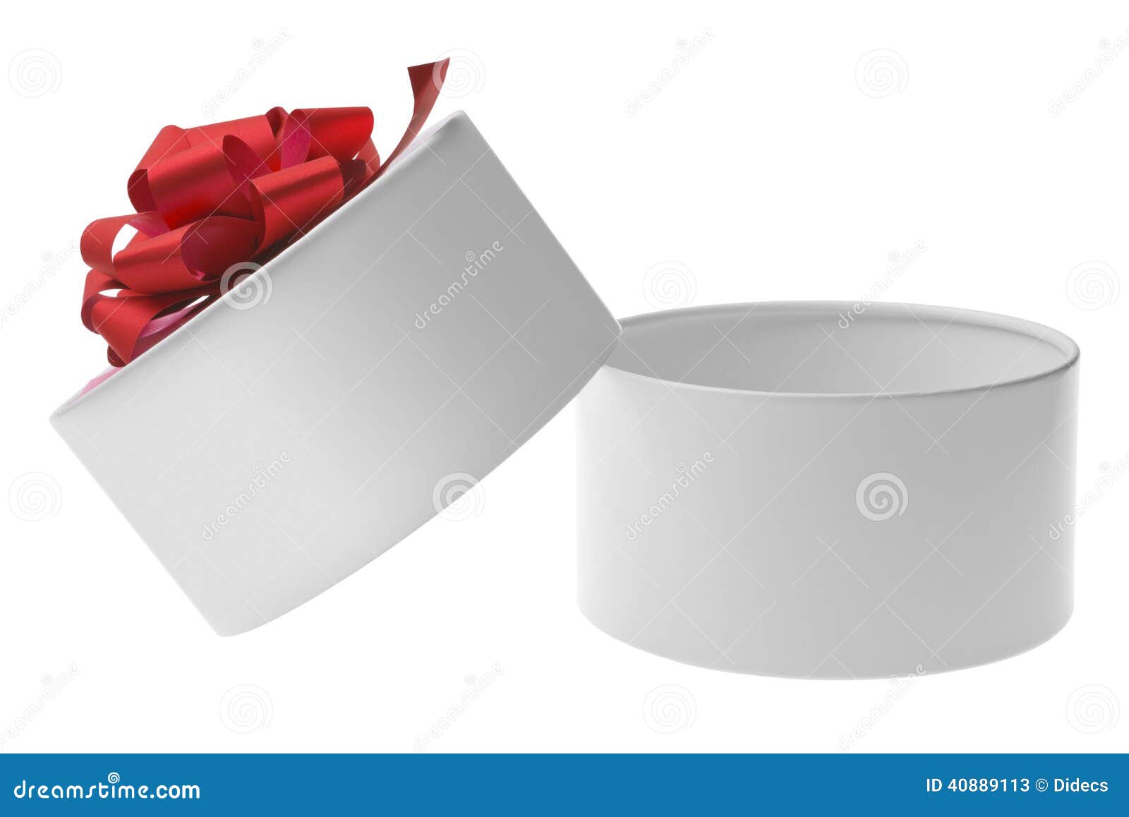 Open White Gift Box with Red Ribbon Bow Stock Image - Image of ...