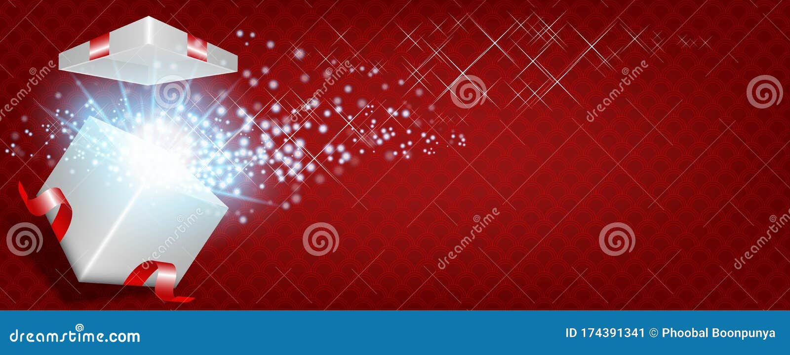 Open Gift Box with Magic Shine Glitters and Light Rays. for Banner ...