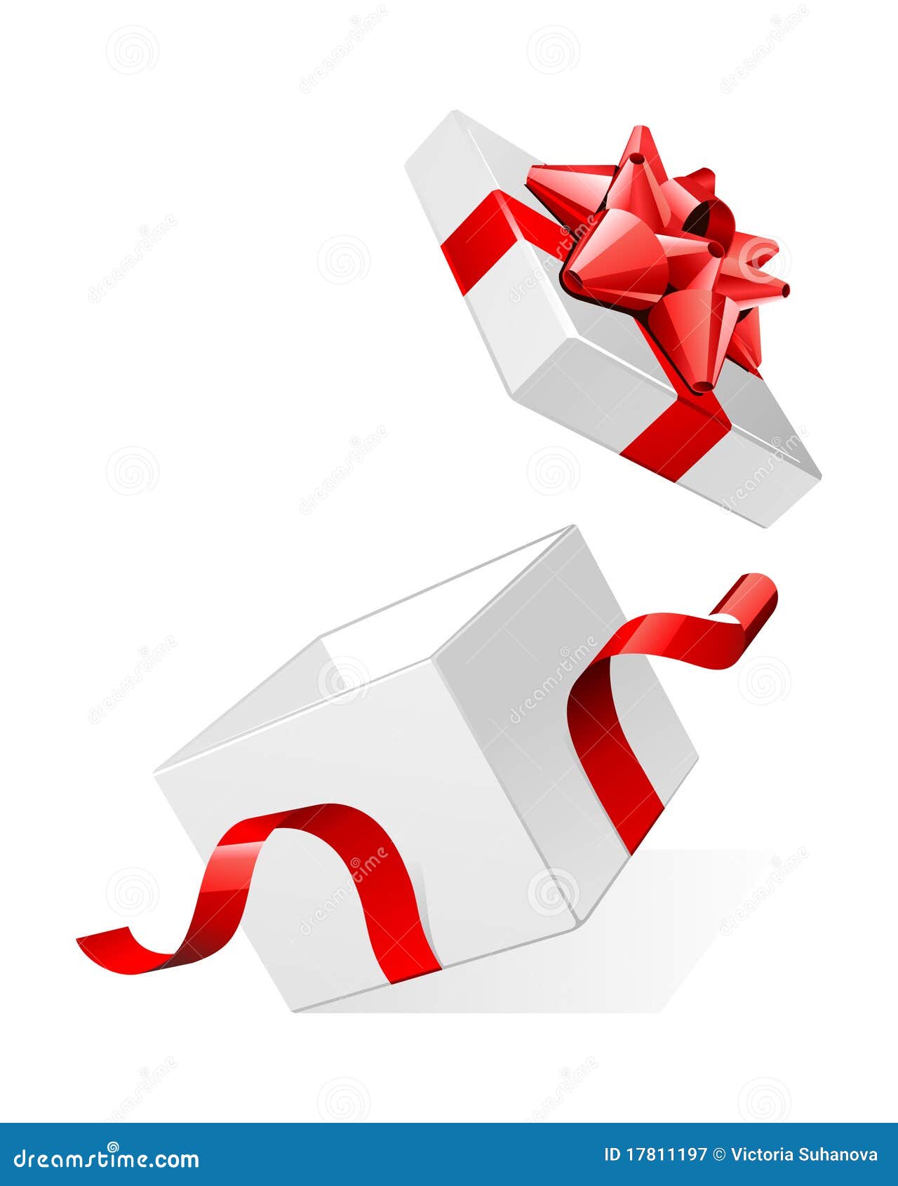 Open White Gift Present Surprise Box with Shiny Re Stock Illustration ...