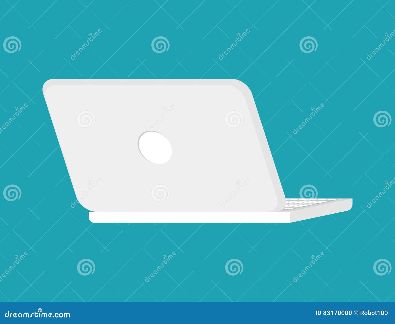 Open White Laptop Back Isolated. Notebook Pc Stock Vector ...