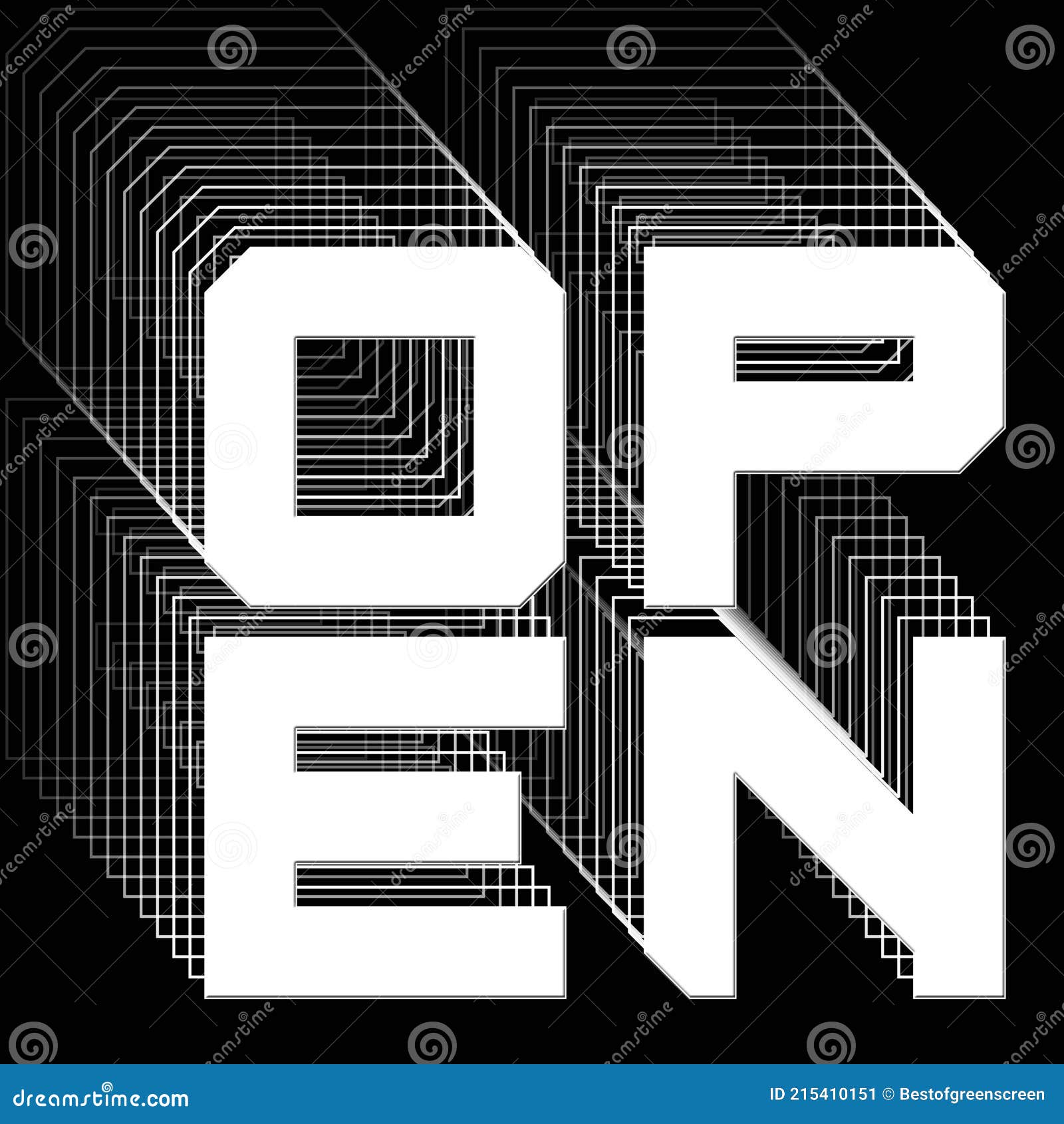 OPEN - White Lettering As Square Logo with Repeating Effect on Black ...