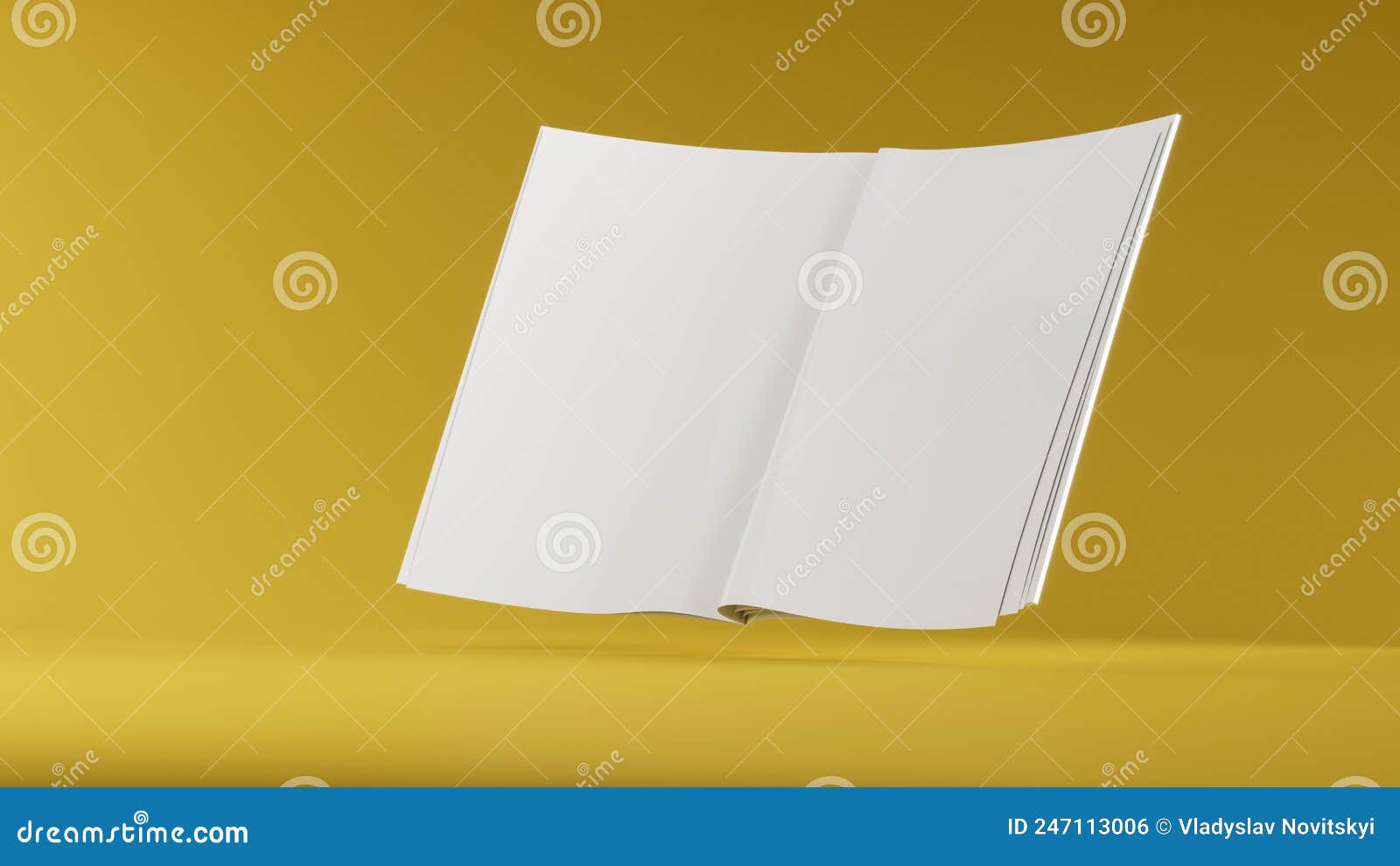 Open White Magazine Falling on a Yellow Surface Stock Illustration ...