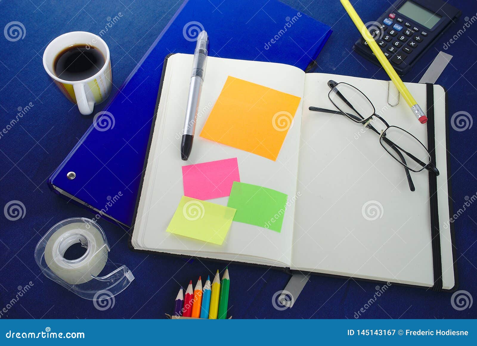 Open White Notebook and Sticky Notes Stock Image - Image of paper ...