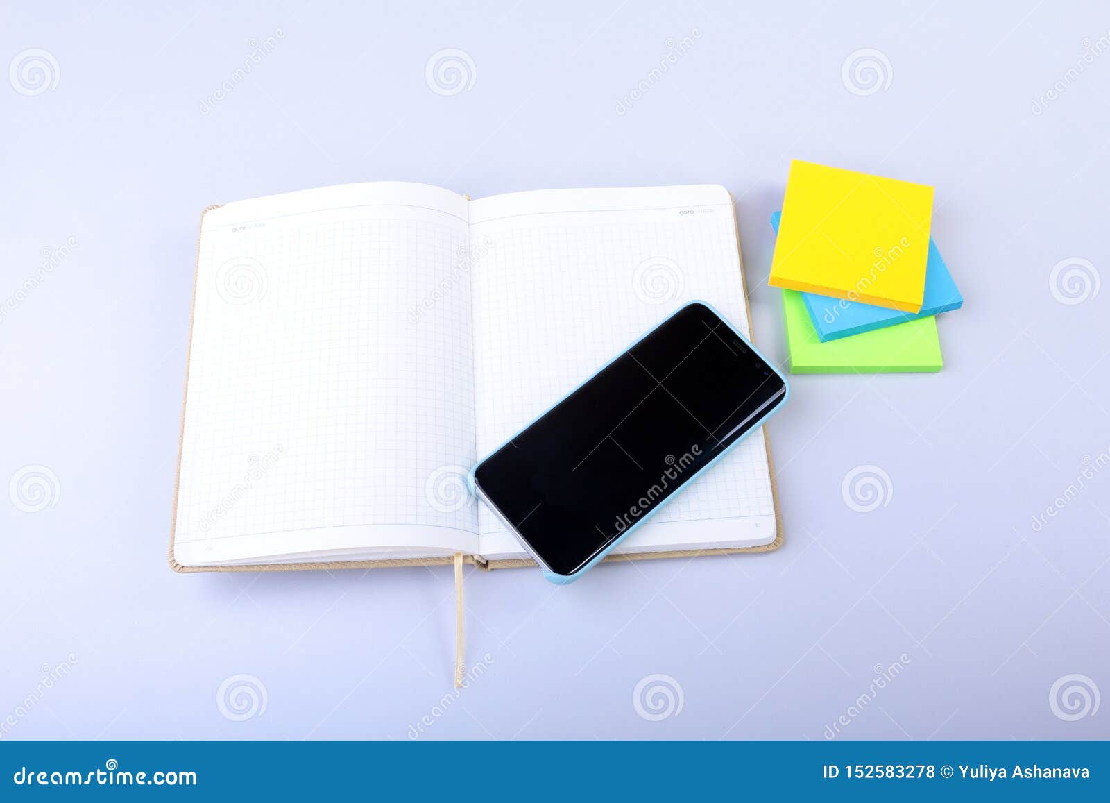 Open White Notepad with Colorful Sticky Reminder Notes Stock Photo ...