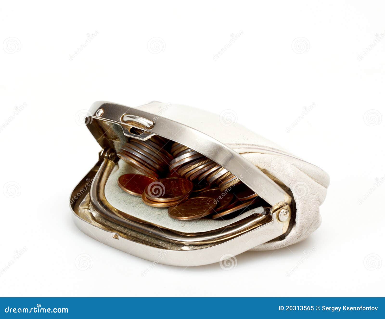 Open White Purse with Coins Stock Image - Image of finances, save: 20313565