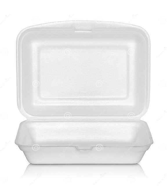 Open White Styrofoam Box on White Stock Image - Image of disposable ...