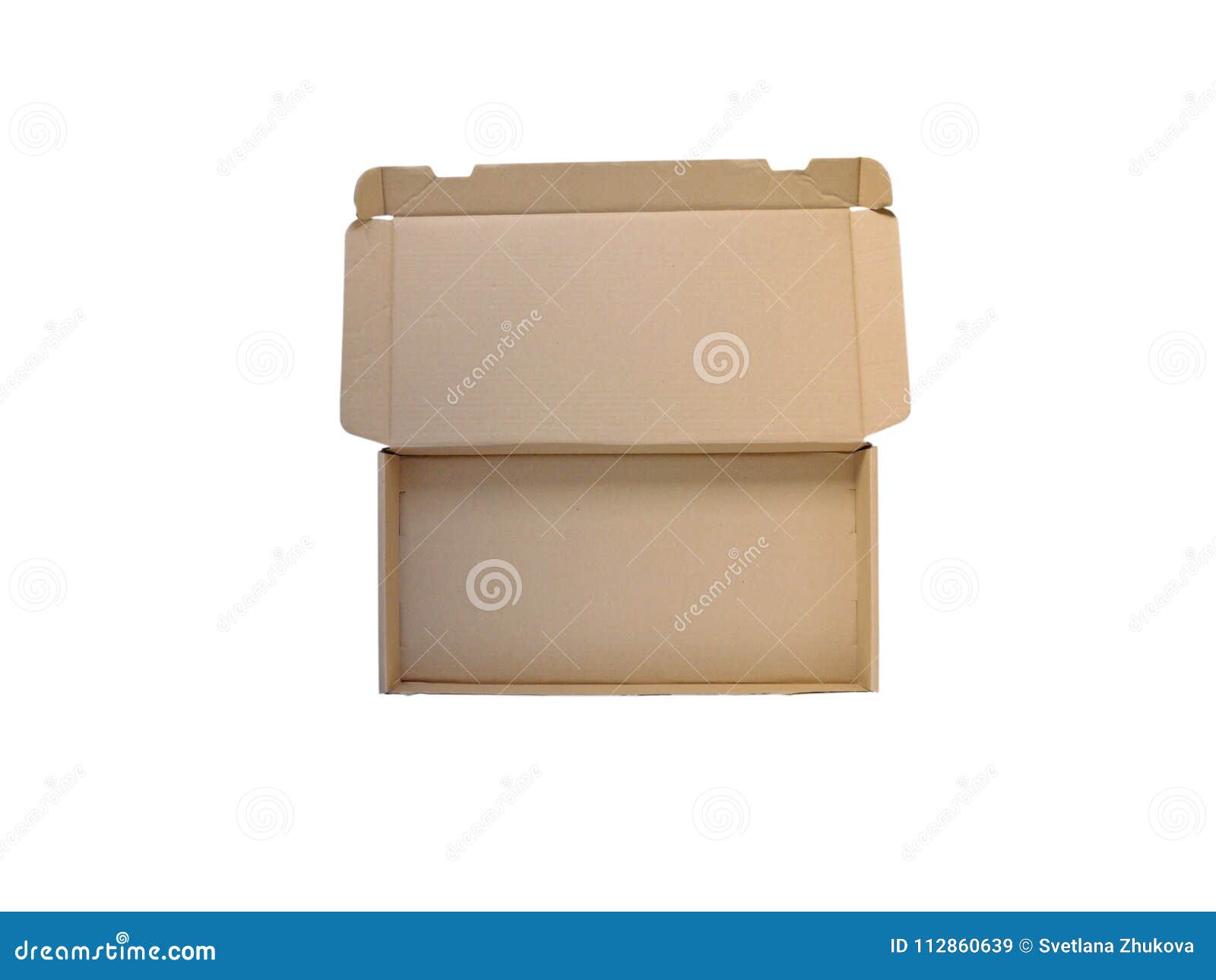 Open Wide Cardboard Box Isolated on White Stock Image - Image of ...