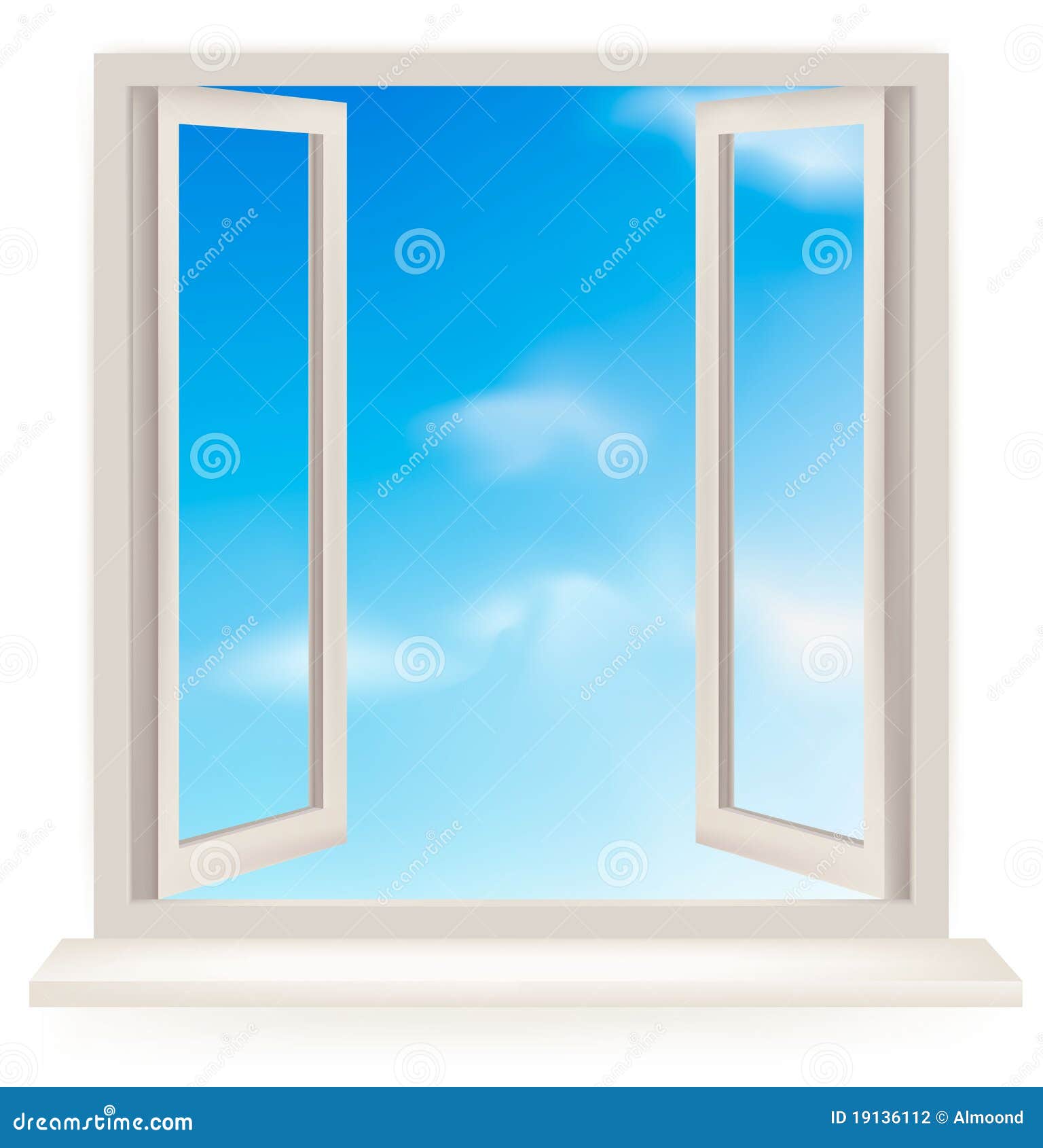 Open Window Against a White Wall and the Sky Stock Vector ...