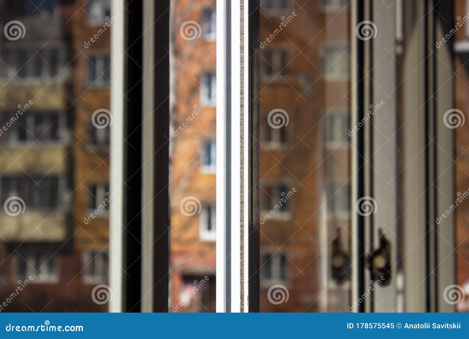 Open Window of the Balcony. Sliding White Window. Stock Image - Image ...