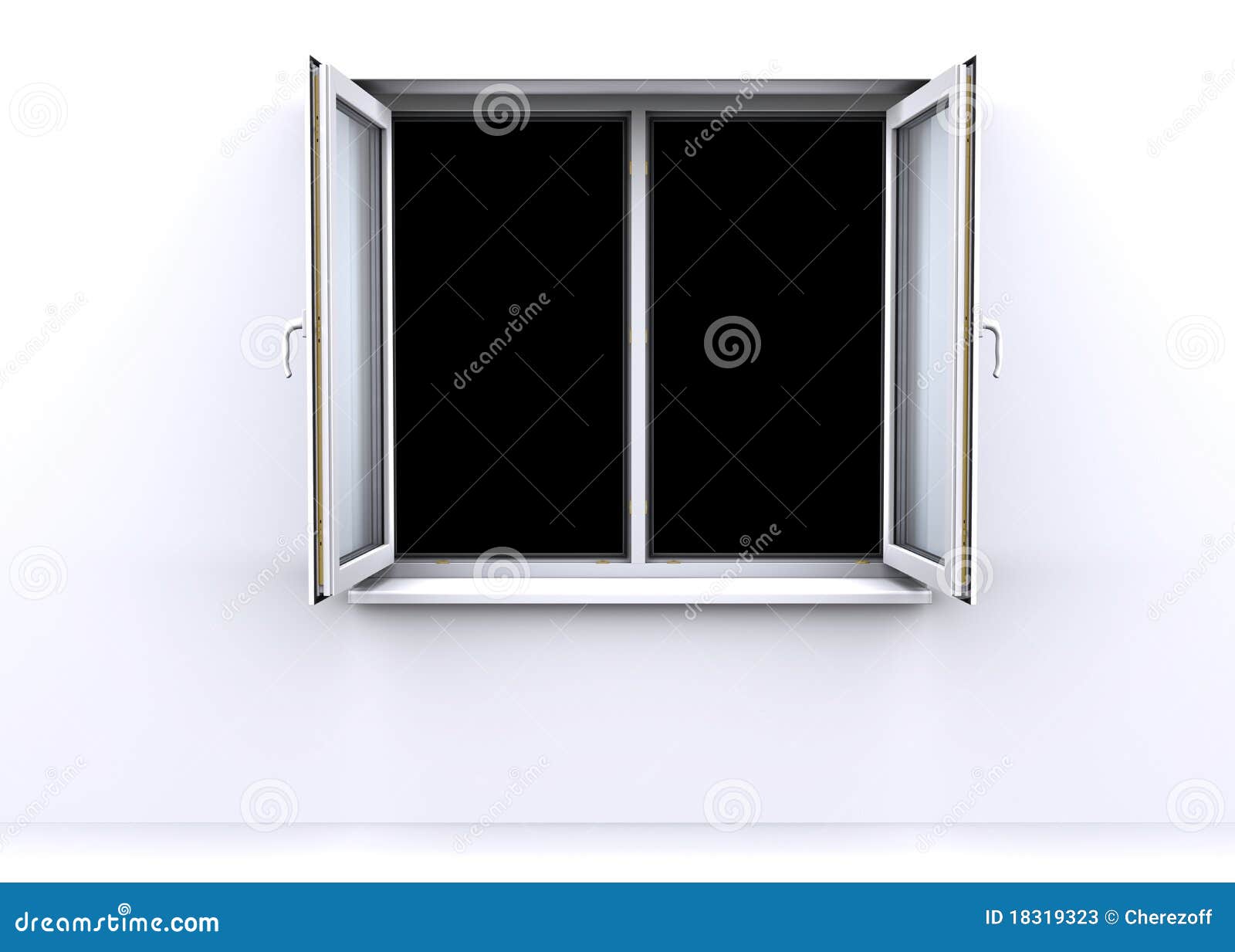 Open Window with a Black Background Stock Illustration - Illustration ...