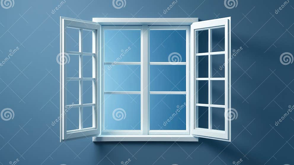 Open Window with Blue Sky View, Perfect for Architecture or Interior ...
