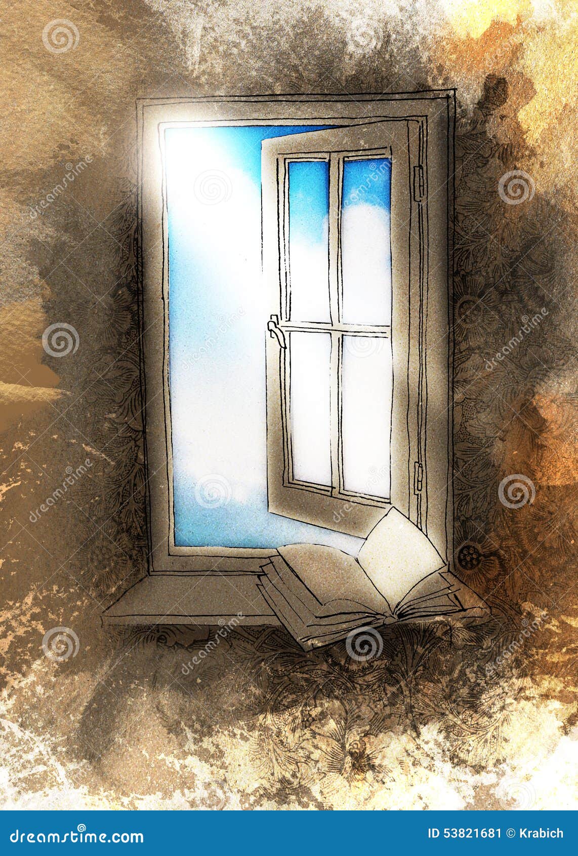 Open Window With A Book On A Window Sill Stock Image | CartoonDealer ...