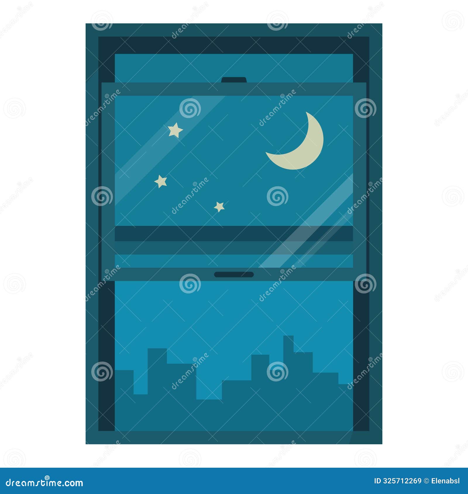 Open Window and City View at Night Stock Vector - Illustration of ...