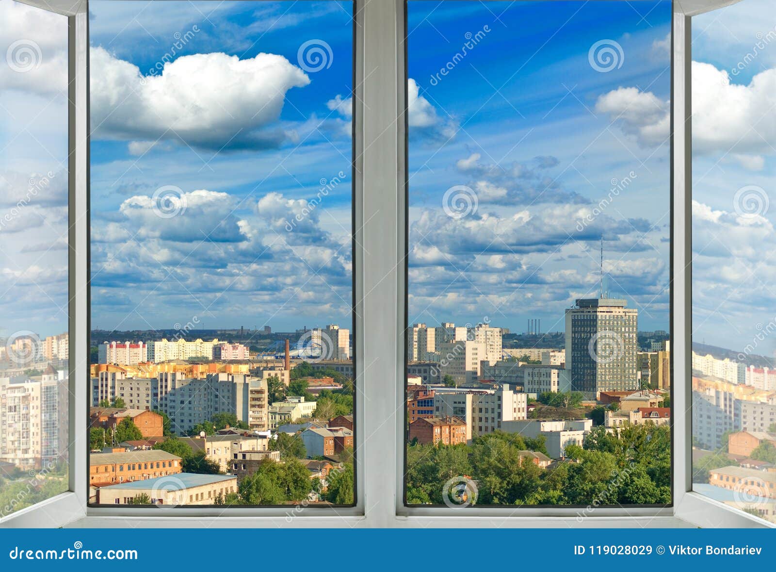 Open window with city view stock image. Image of house - 119028029