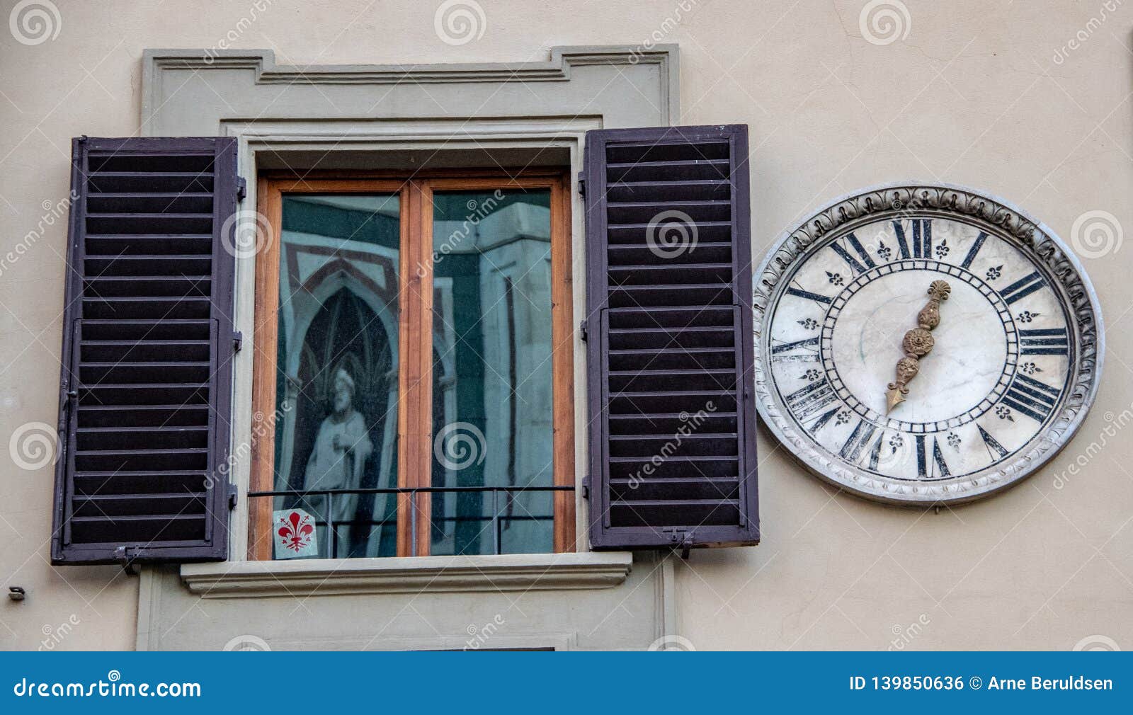 An Open Window and Clock in Florence Stock Photo - Image of florence ...