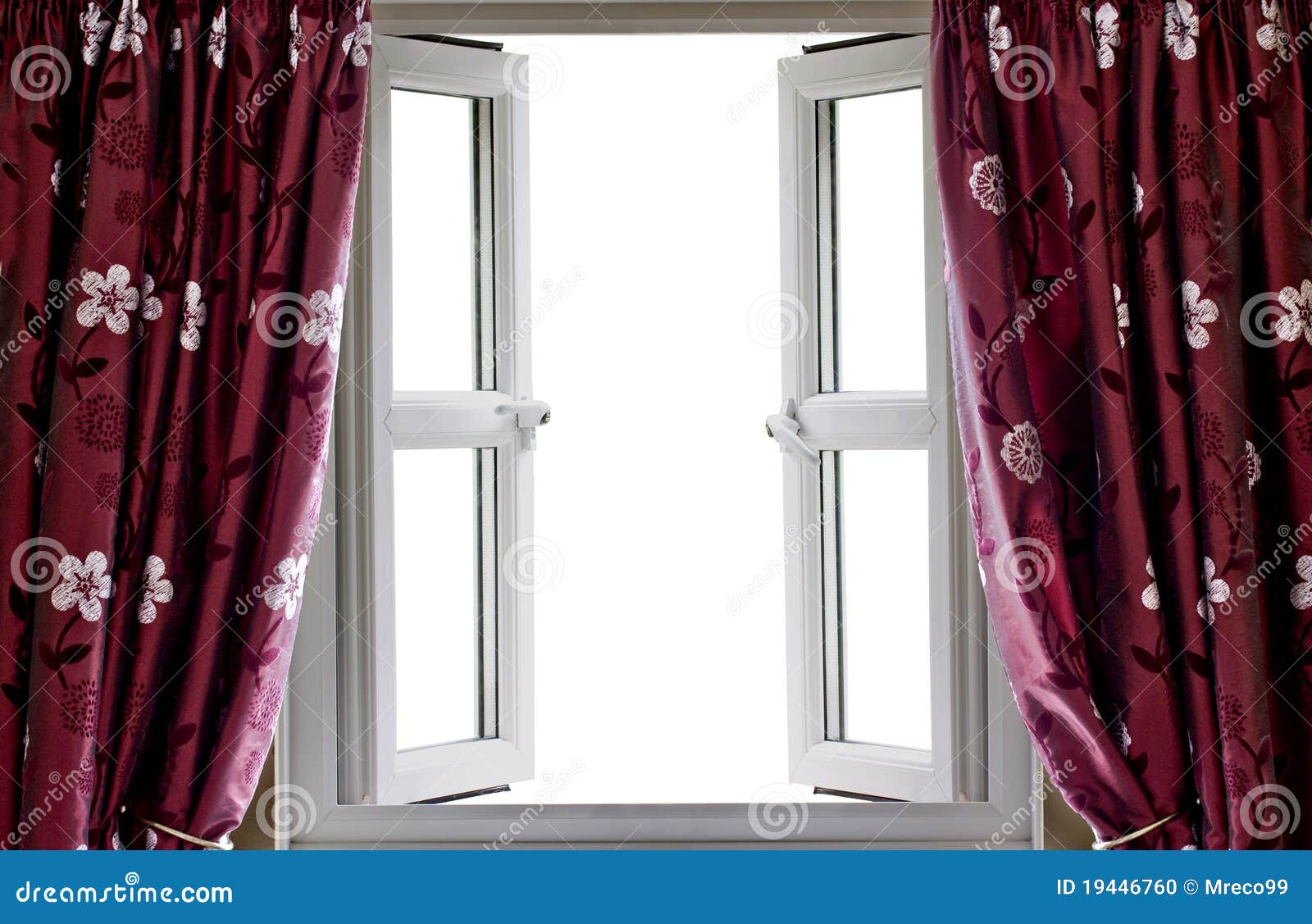 Open Window and Curtains with a Blank View Stock Photo - Image of ...