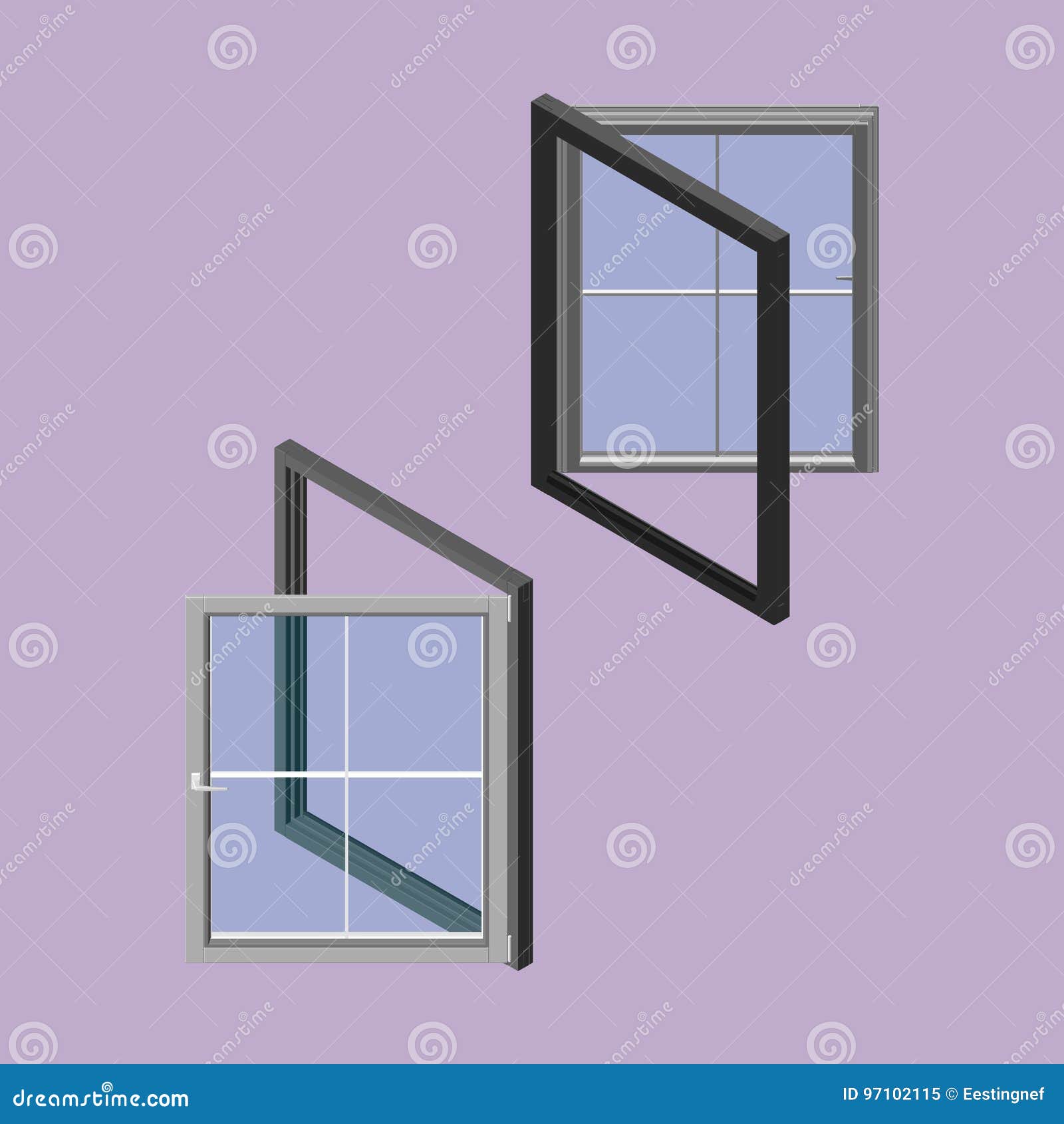 Open Window. 3d Vector Illustration Stock Vector - Illustration of ...