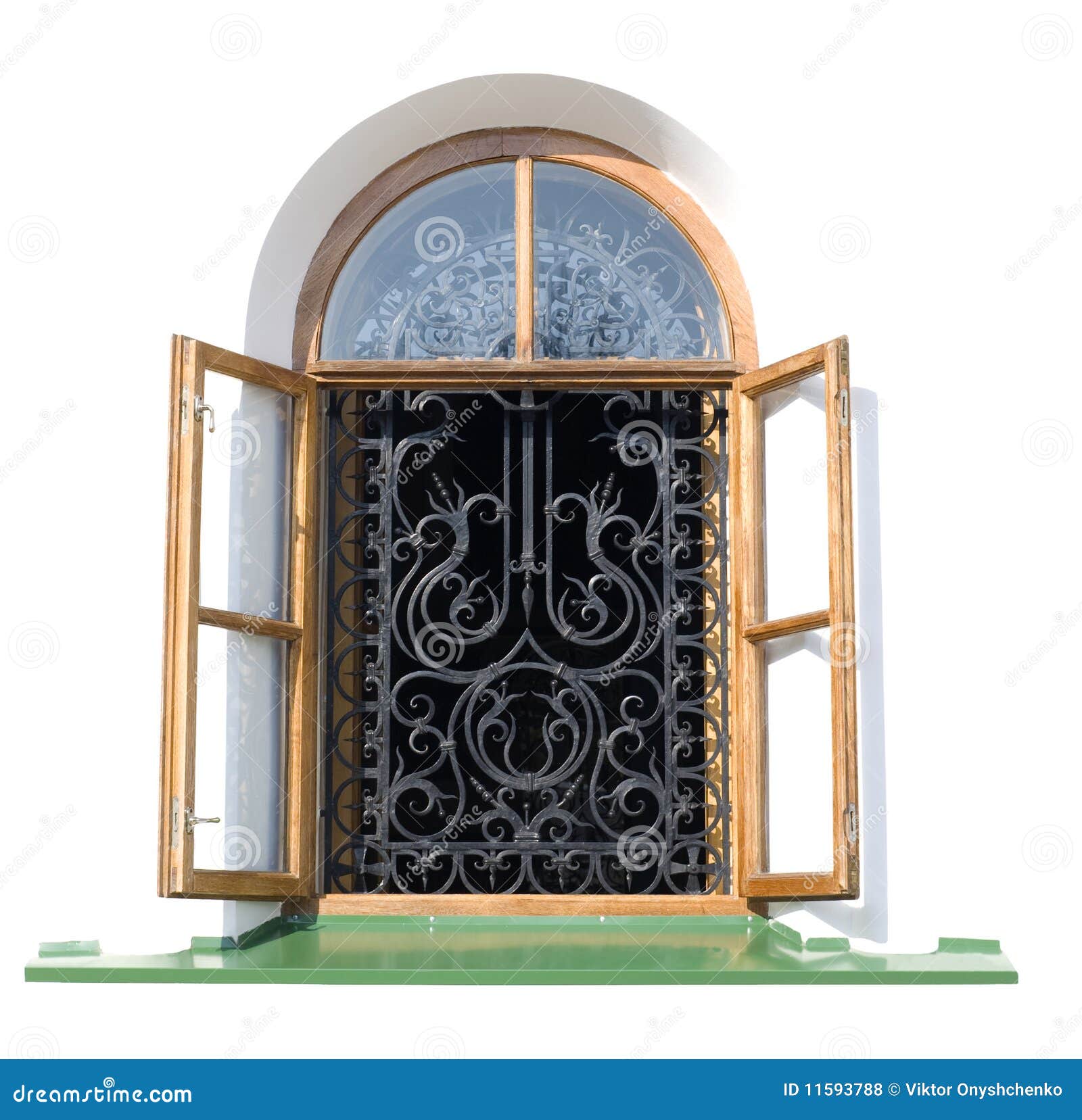 Open Window with Decorative Grille Stock Photo - Image of decorative ...