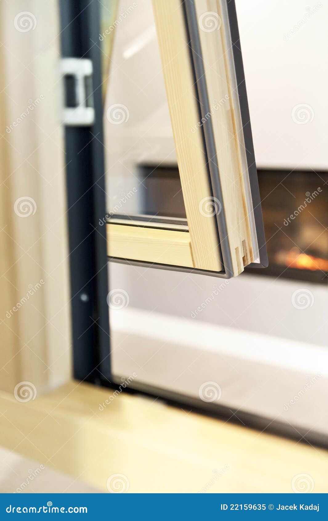 Open Window Detail Interior Stock Image - Image of fireplace, window ...