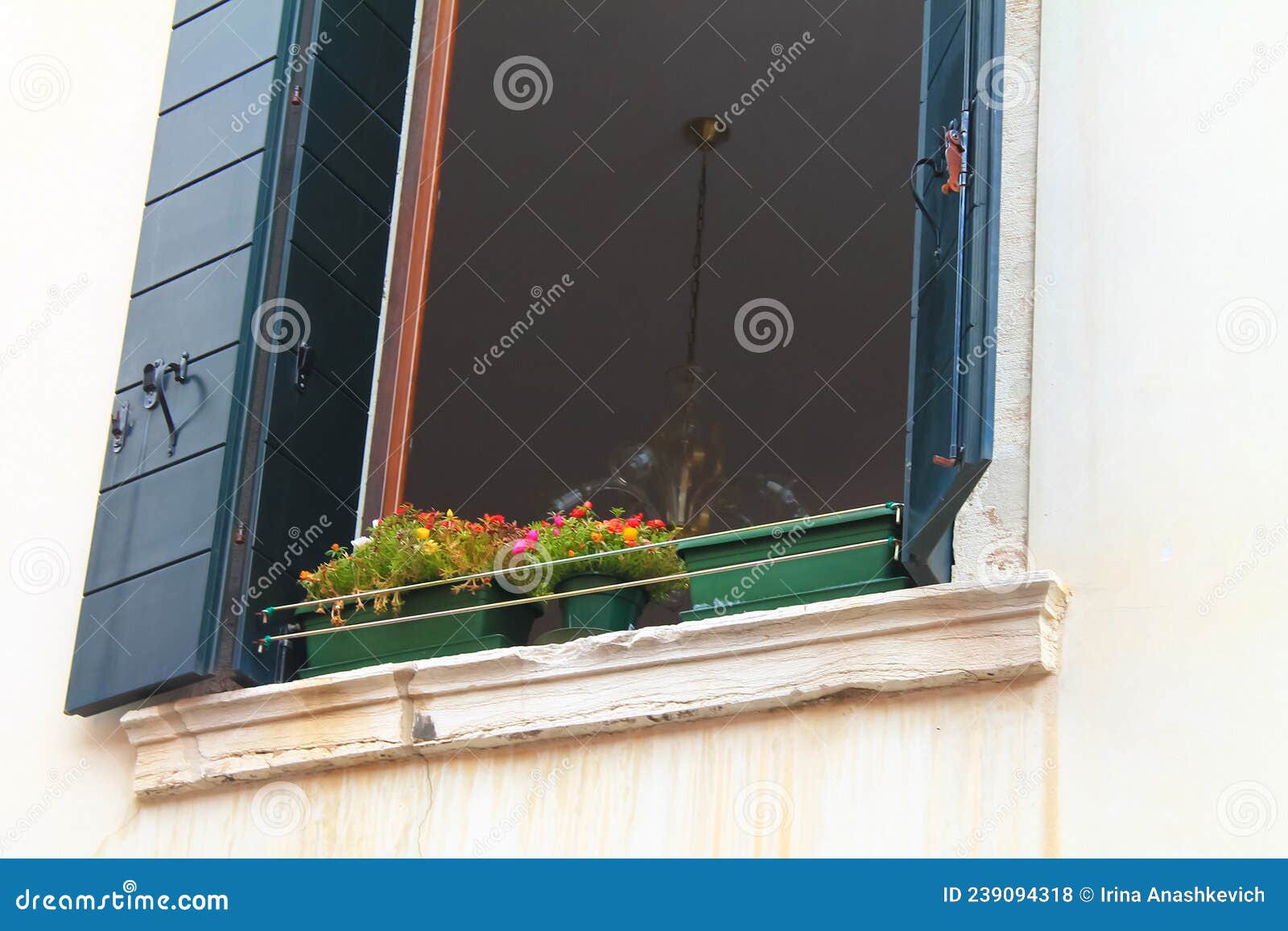 Open Window with Flowers in Venice Stock Photo - Image of furniture ...