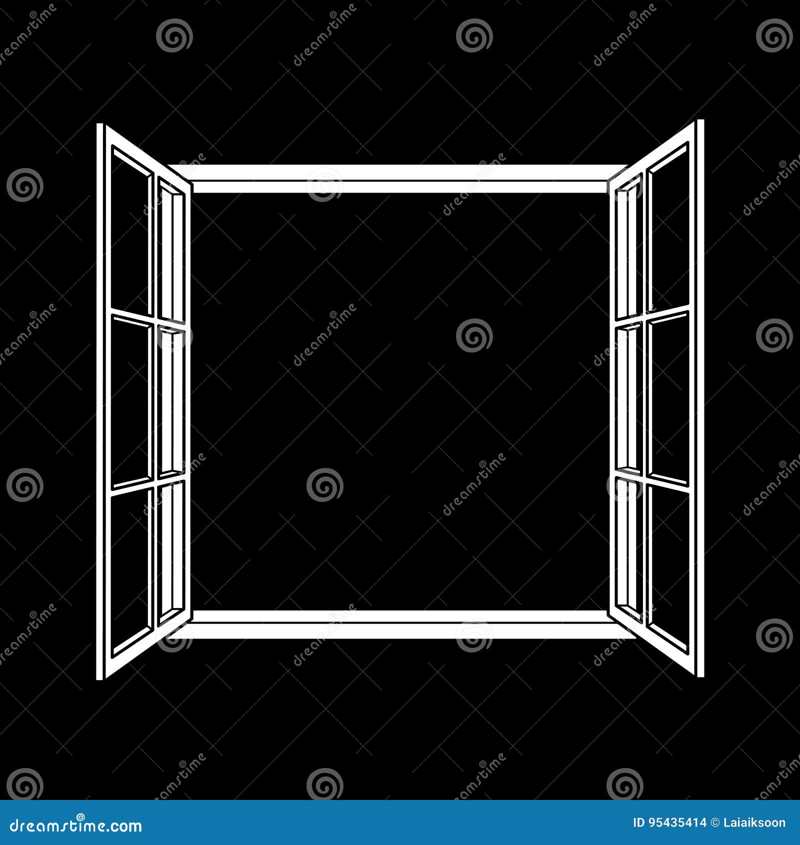Open window frame icon stock vector. Illustration of silhouette - 95435414