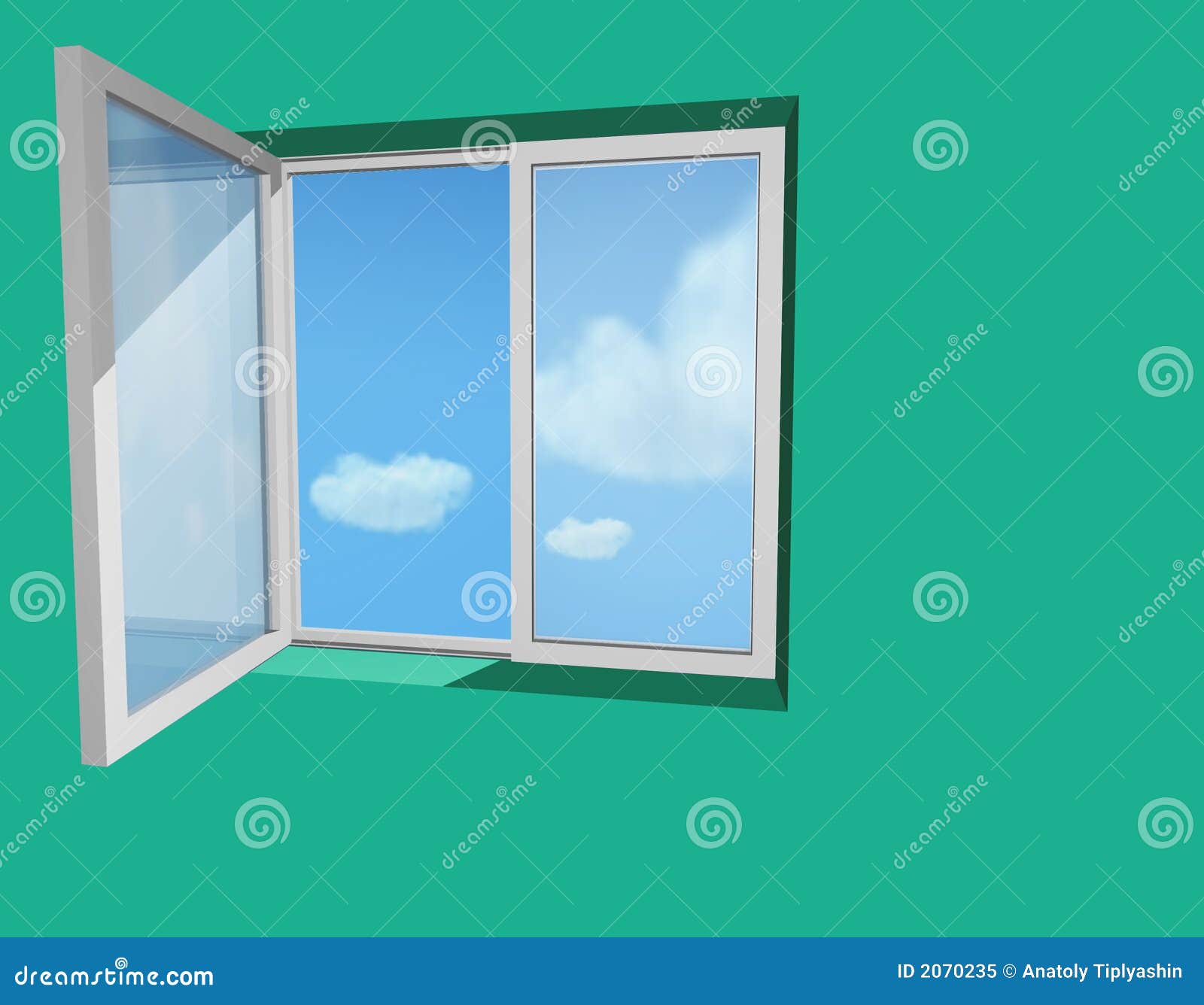 Open window in green wall stock image. Image of frame - 2070235