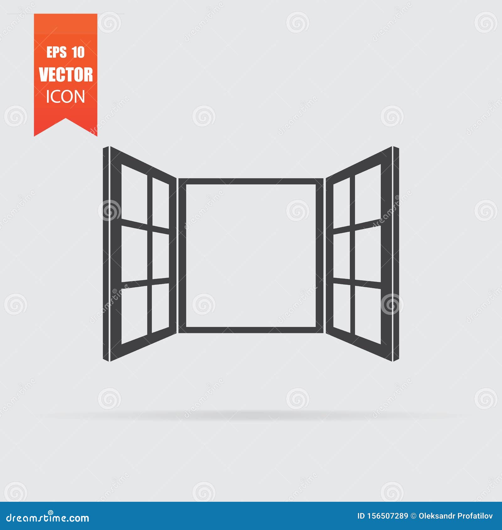 Open Window Icon in Flat Style Isolated on Grey Background Stock Vector ...