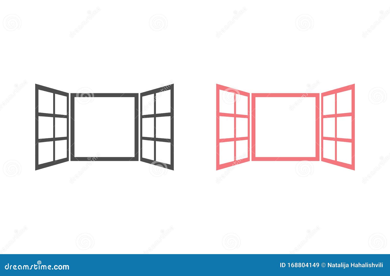 Open Window Icon Set in Flat Style Isolated on White Background. for ...