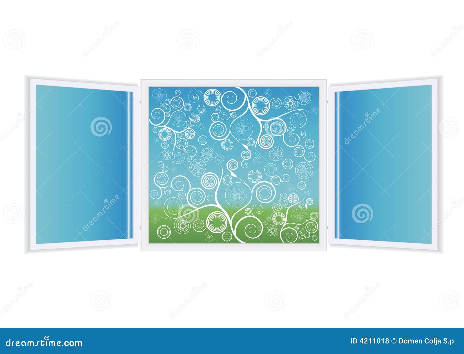 Open Window Illustration with Florals Stock Vector - Illustration of ...