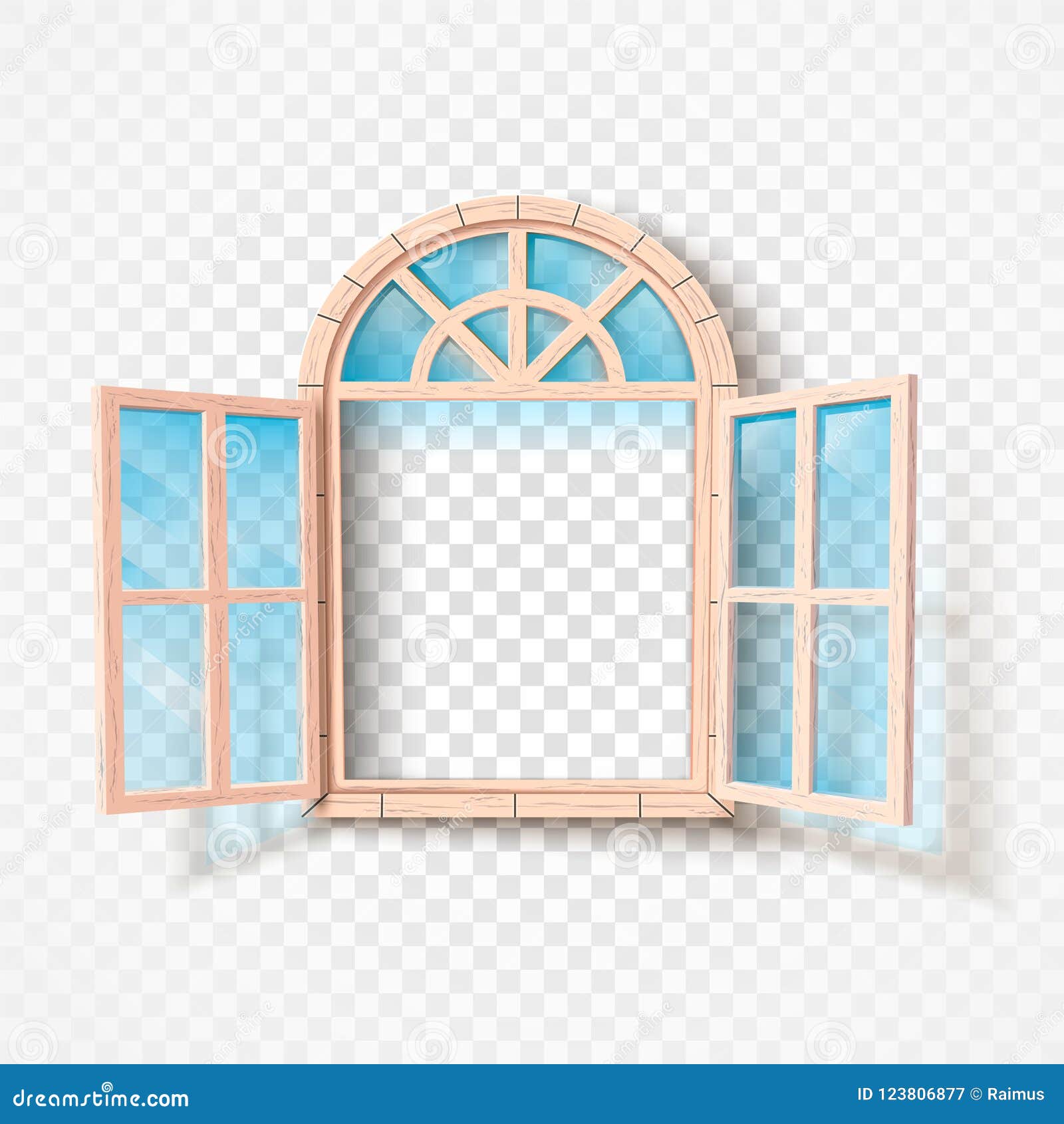 Open Window Isolated. Wooden Frame and Glass Stock Vector ...