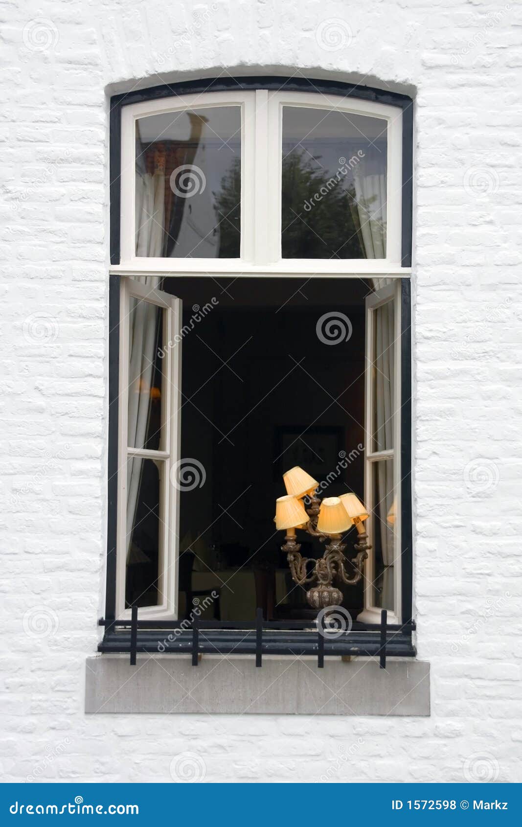 Open window with lamps stock photo. Image of open, balustrade - 1572598