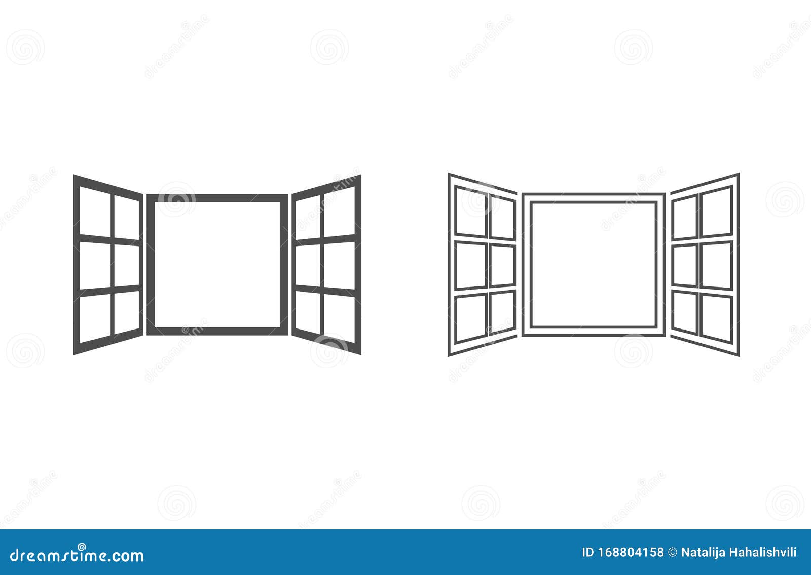 Open Window Line Icon Set in Flat Style Isolated on White Background ...