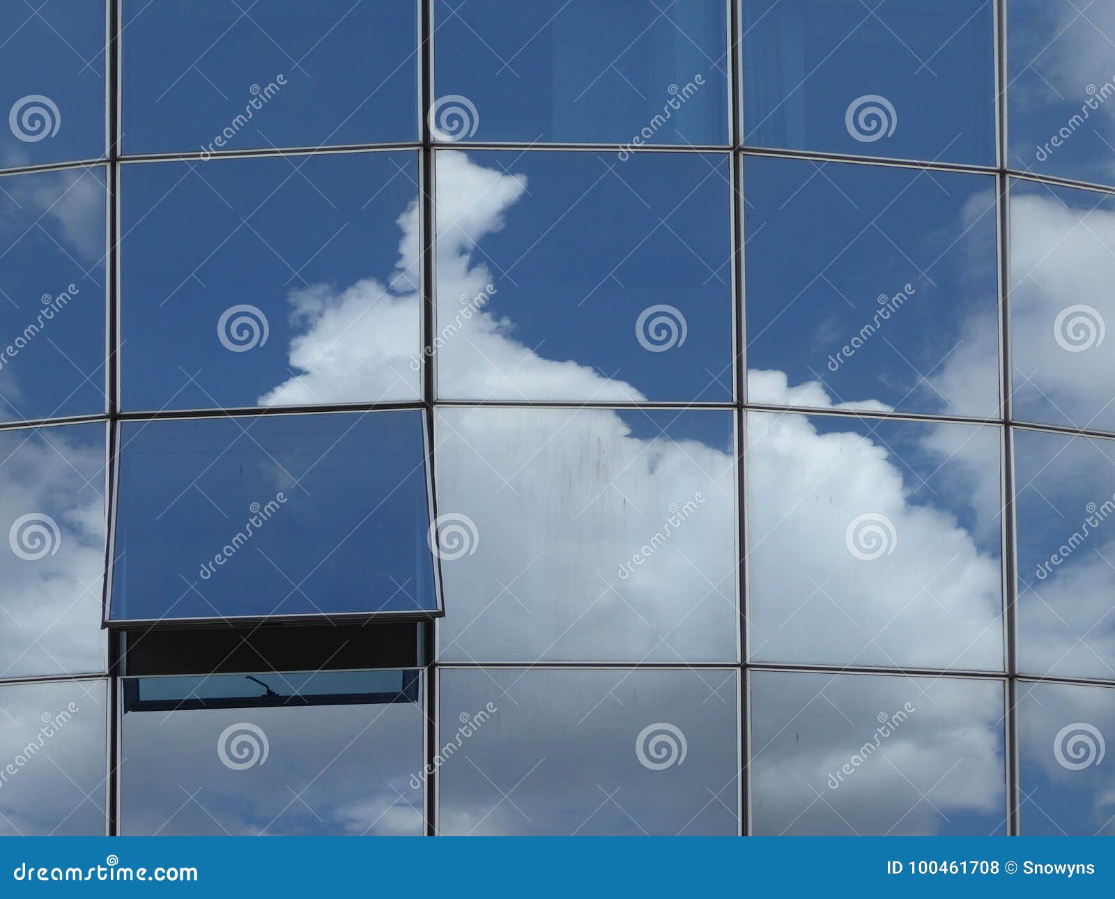 Open Window in an Modern Glass Building with Reflect Stock Photo ...
