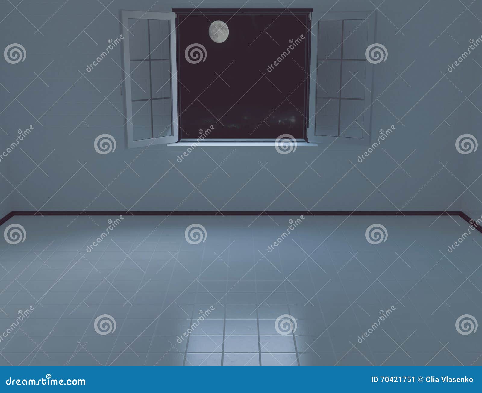 Open Window, Night, Empty Room, Stock Illustration - Illustration of ...