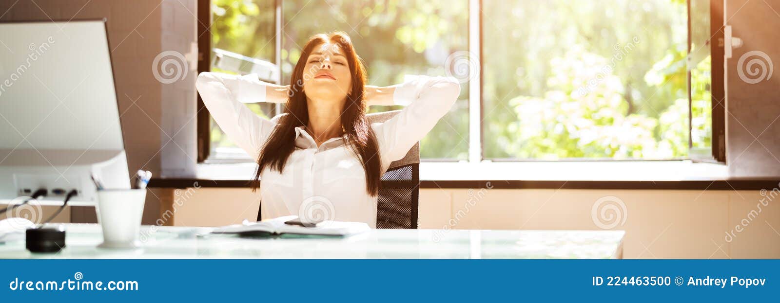 Open Window in Office. Breathing Fresh Air Stock Photo - Image of ...