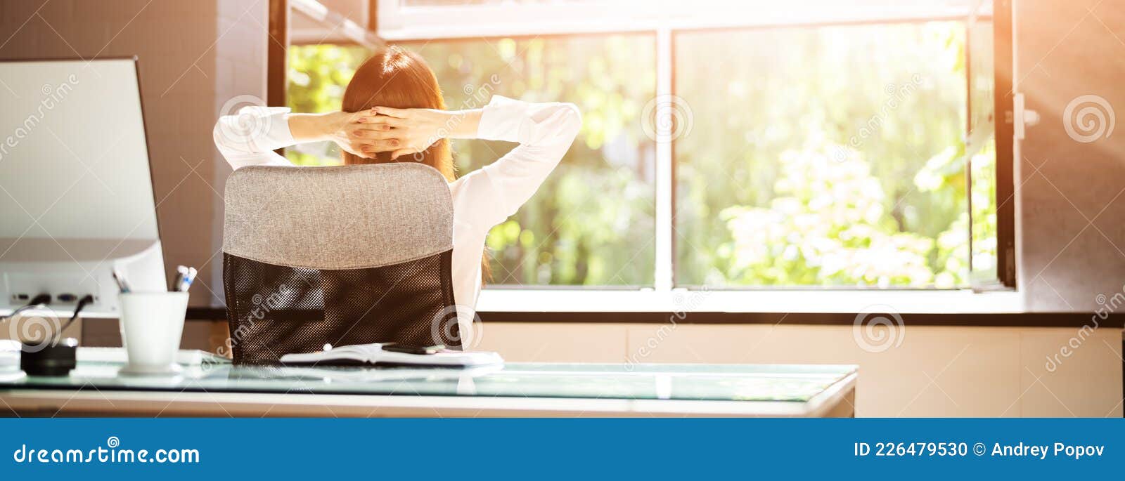 Open Window in Office. Breathing Fresh Air Stock Photo - Image of lady ...