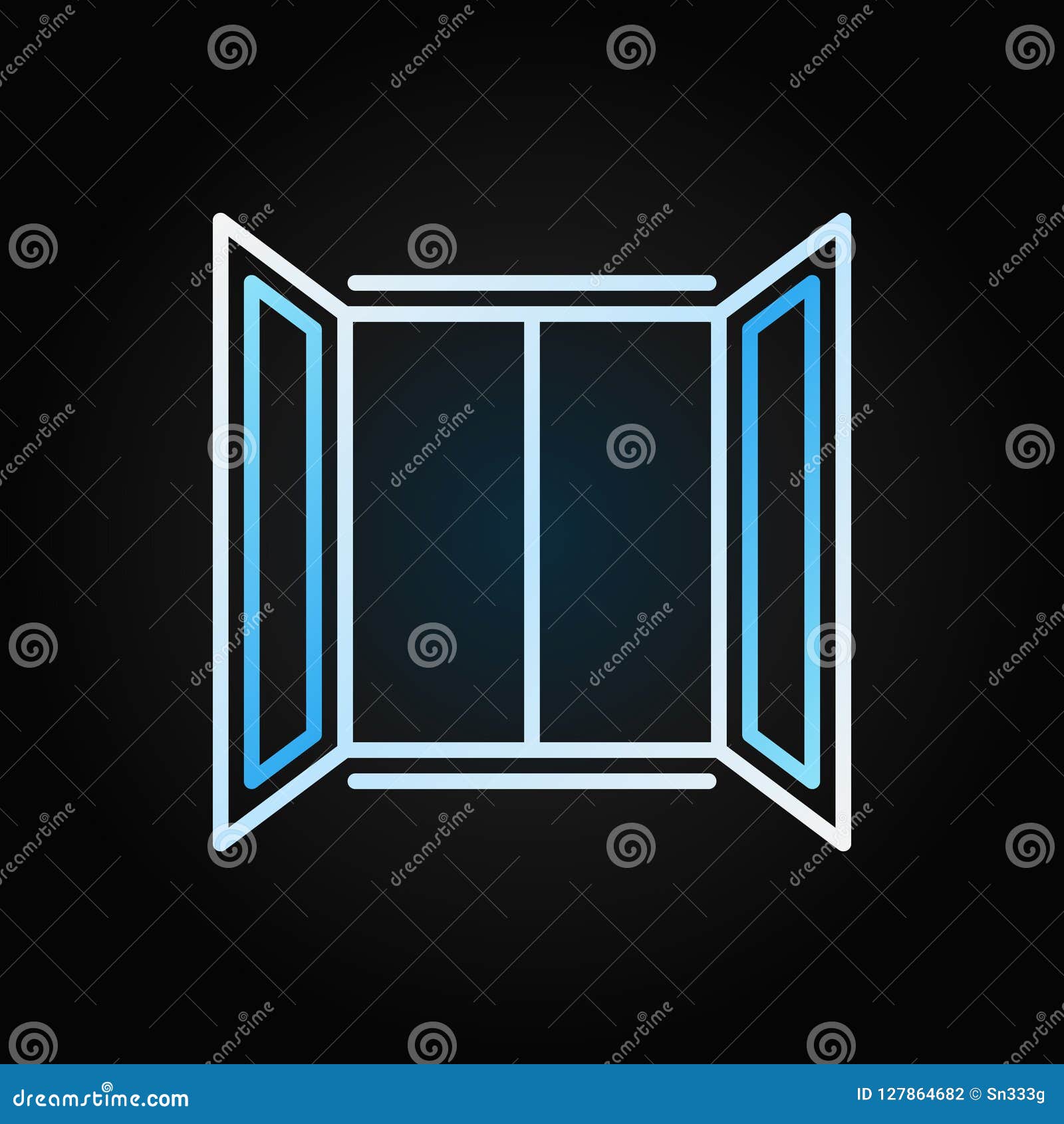 Open Window Outline Colored Icon on Dark Background Stock Vector ...