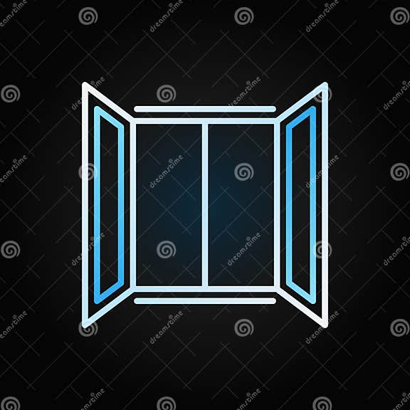 Open Window Outline Colored Icon on Dark Background Stock Vector ...