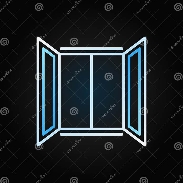 Open Window Outline Colored Icon on Dark Background Stock Vector ...
