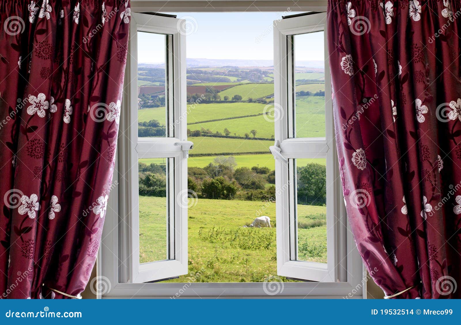 Open Window with a Rural View Stock Photo - Image of indoors, glazed ...