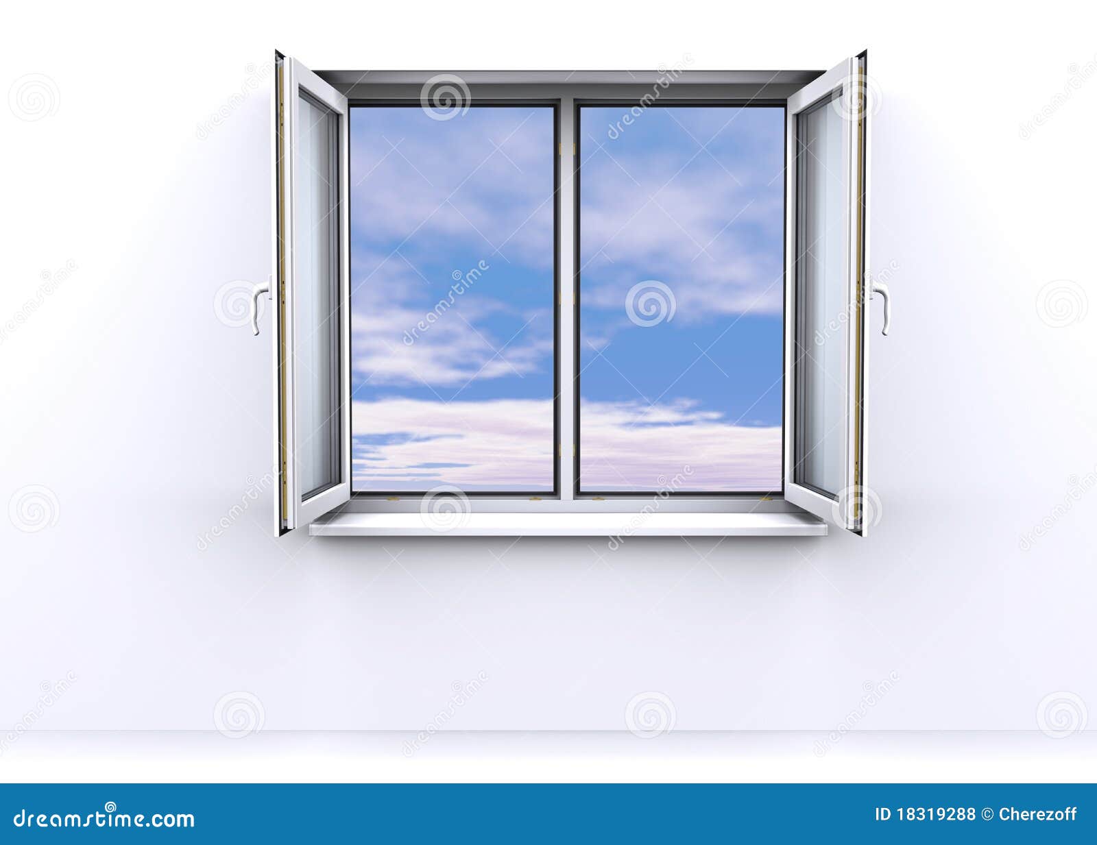Open Window with a Sky Background Stock Illustration - Illustration of ...