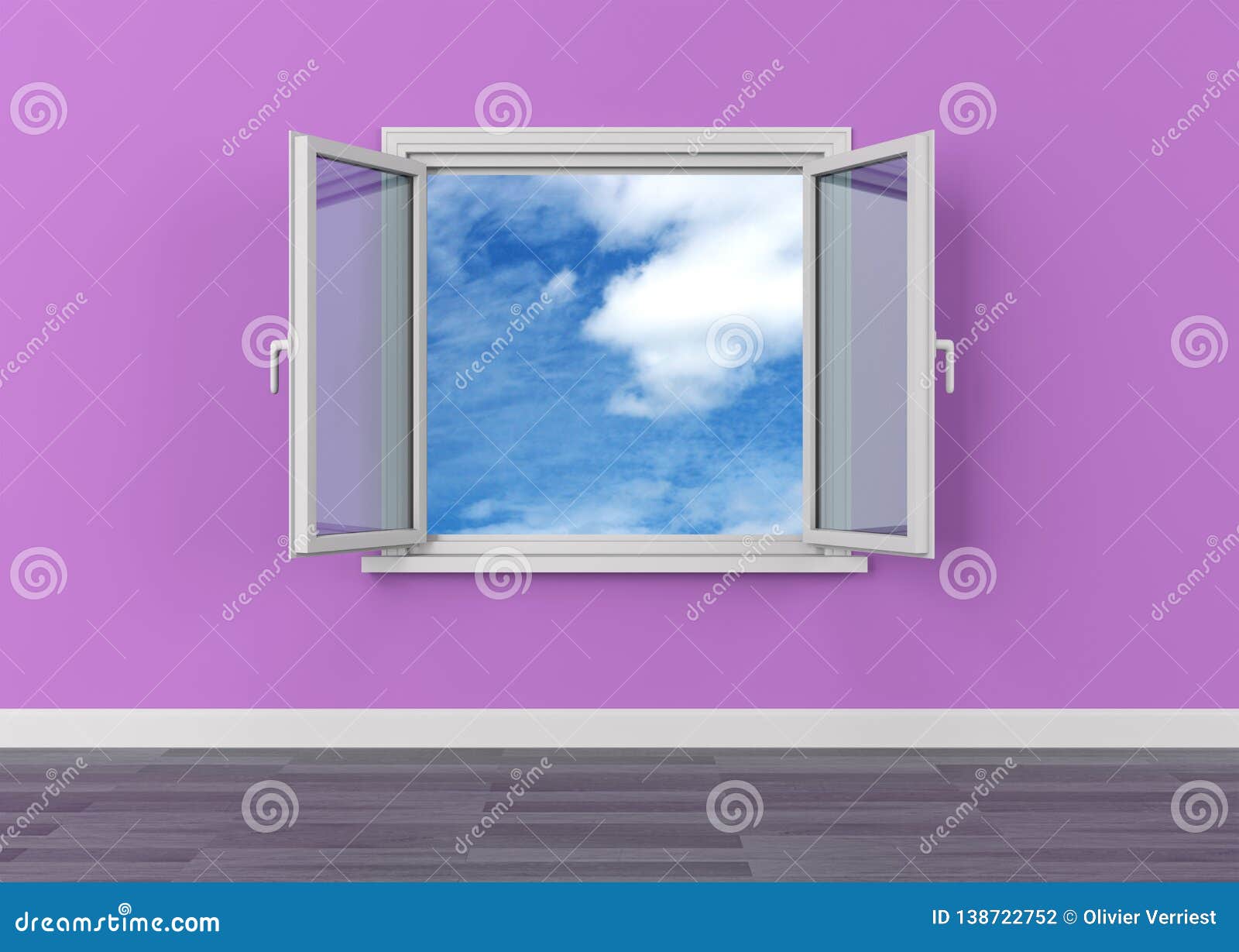 Open Window Sky Clouds Freedom Dream Stock Illustration - Illustration ...