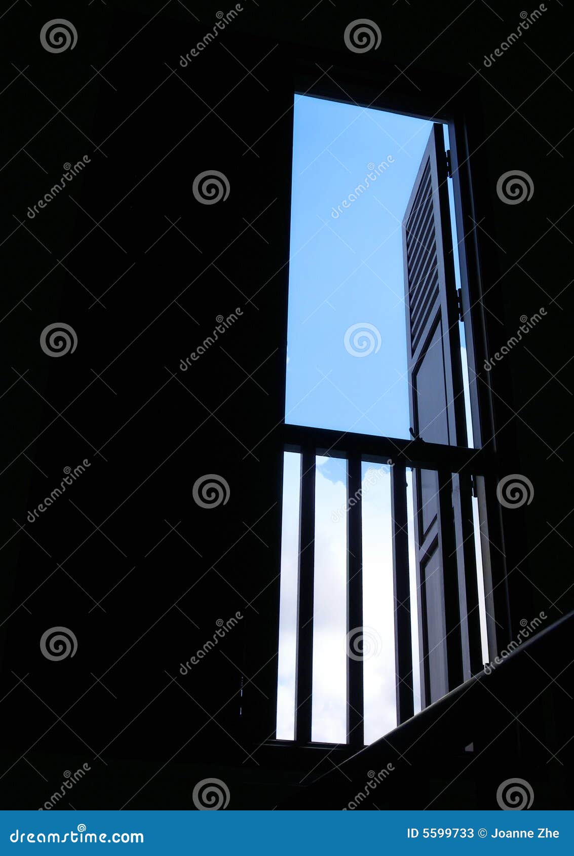 Open window to blue sky stock image. Image of inside, blue - 5599733